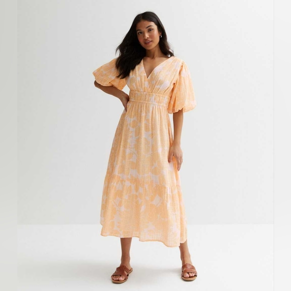 New Look | Dresses | Nwt New Look Floral Print Cotton Sundress In Coral ...